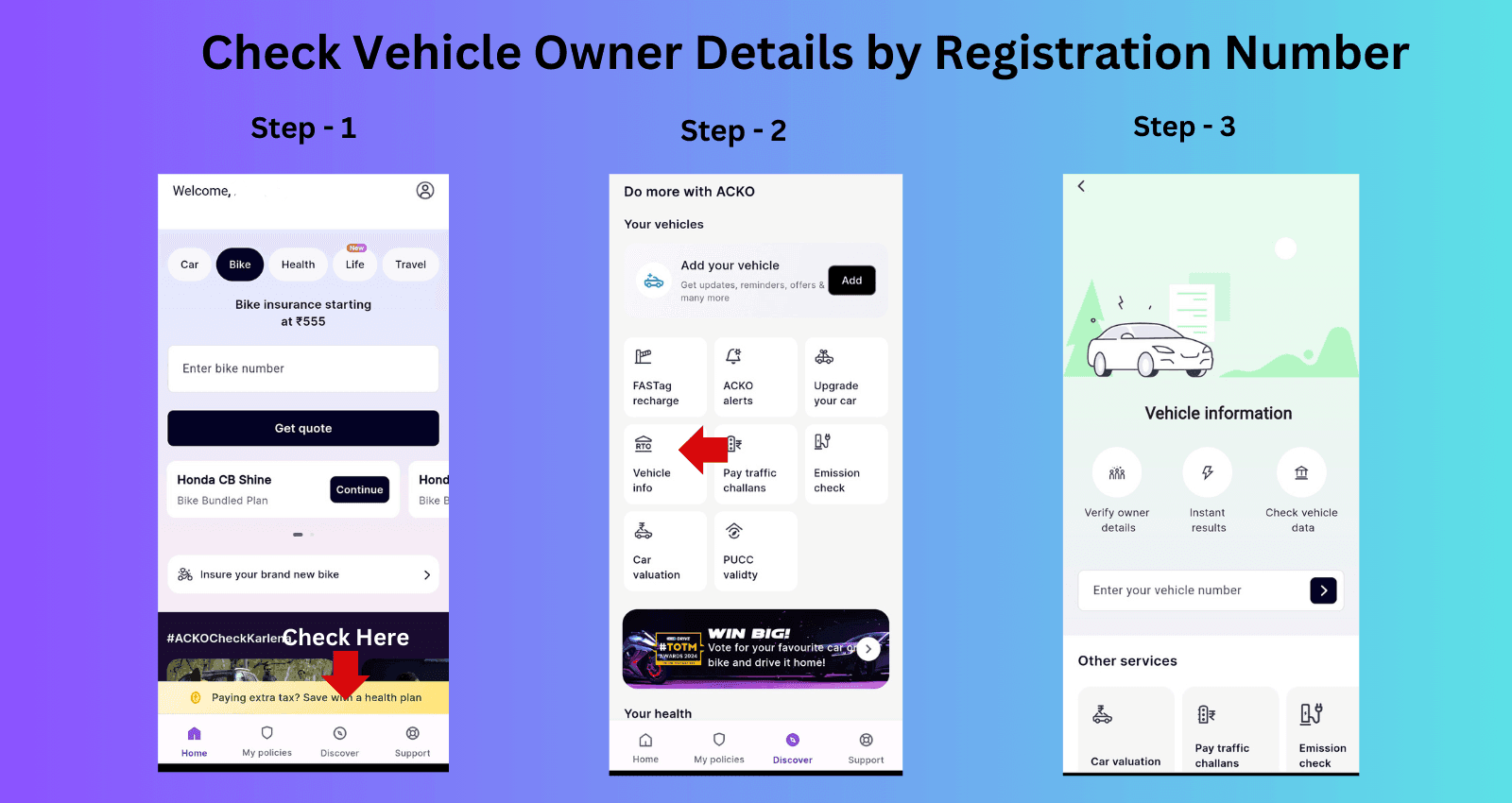 RTO Vehicle Information: Check Vehicle Owner Details & RC Details by Number Plate